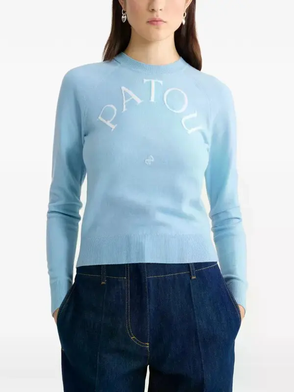 PATOU Logo-detail Long-sleeved Sweater - Blue