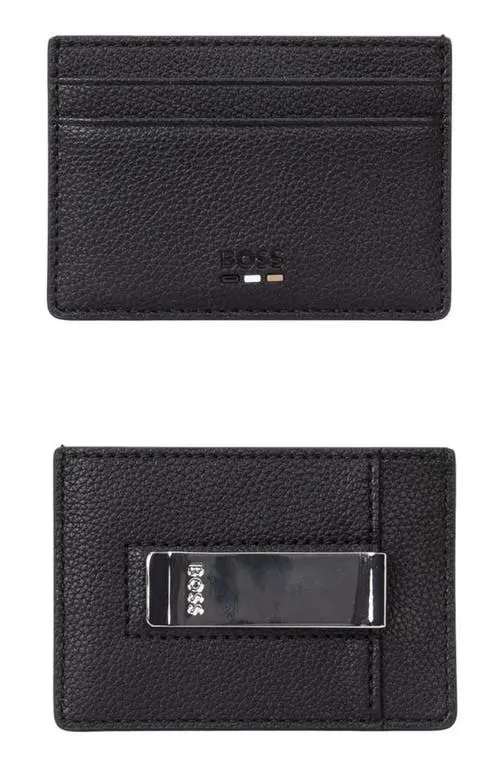 BOSS Ray Faux Leather Money Clip Card Case - Blk