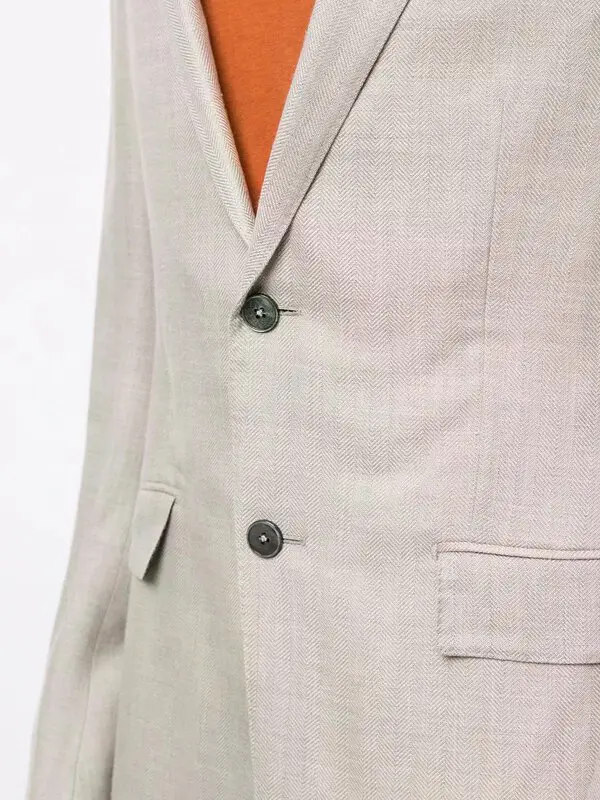 Zegna Single Breasted Blazer - Neutrals