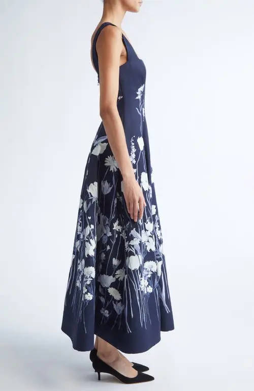 Lela Rose Floral Faille Fit & Flare Dress