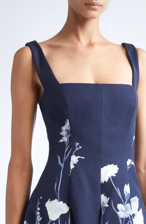 Lela Rose Floral Faille Fit & Flare Dress