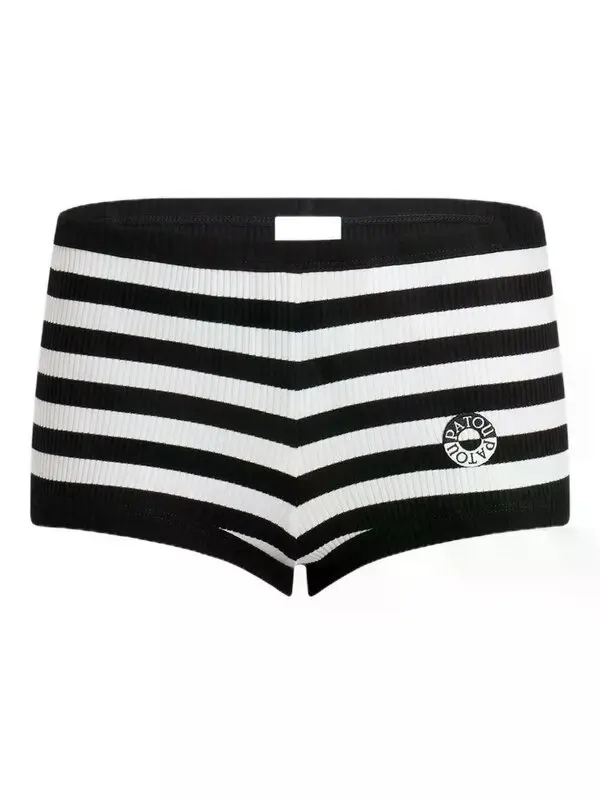 PATOU Striped Ribbed Shorts - Black