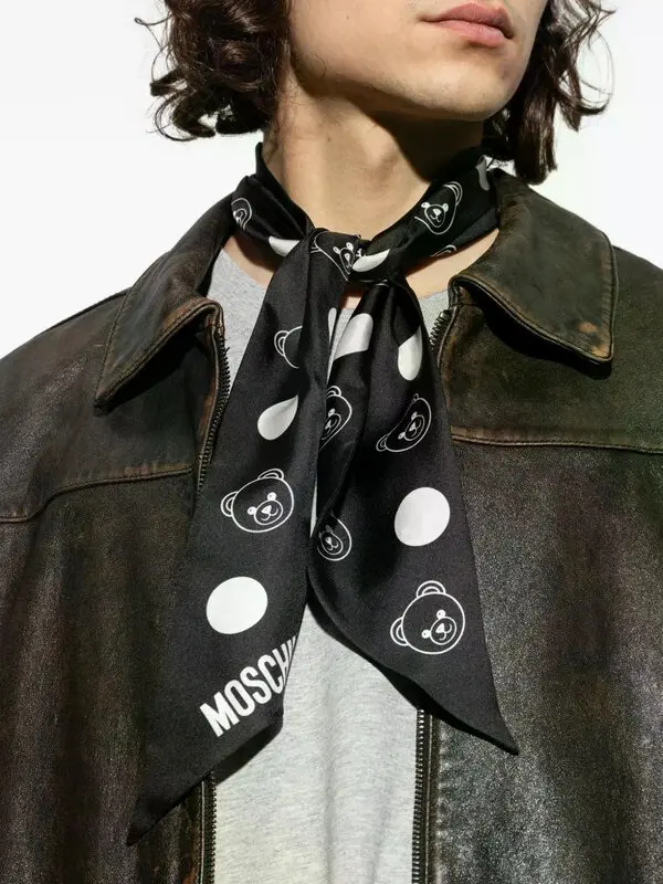 Moschino Bear Polka-dot Silk Scarf