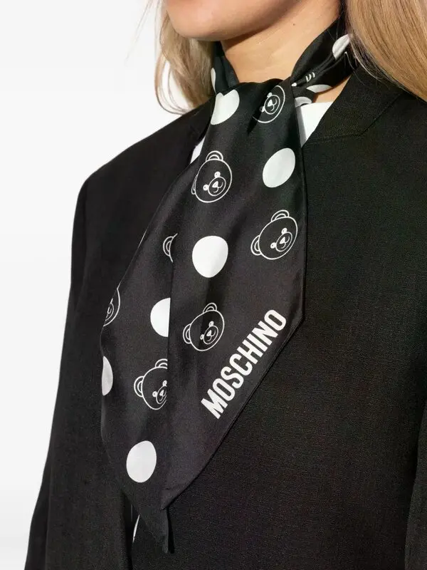 Moschino Bear Polka-dot Silk Scarf