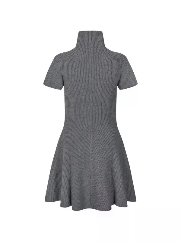 Magda Butrym Ribbed Knit Turtleneck Mini Dress - Grey