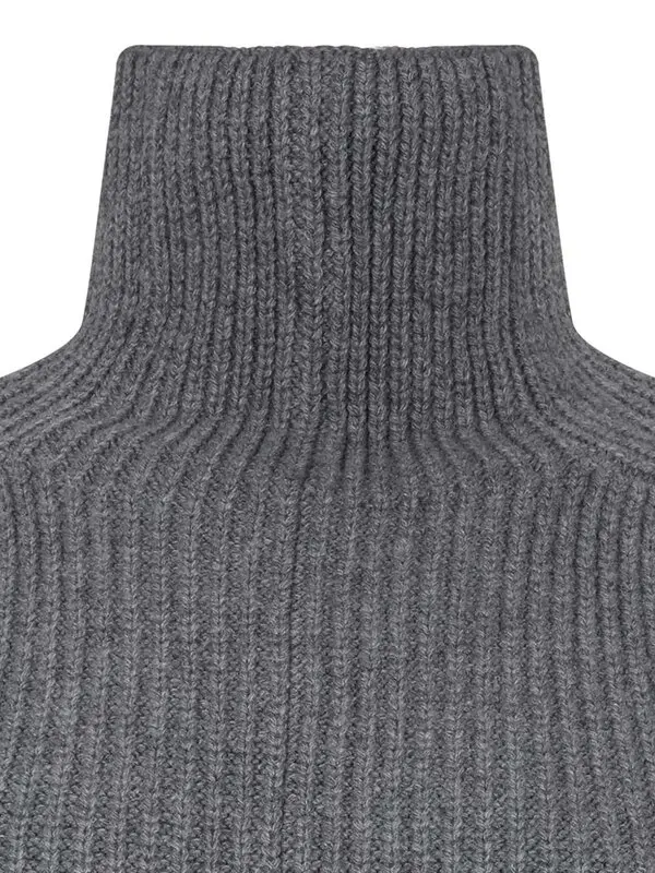 Magda Butrym Ribbed Knit Turtleneck Mini Dress - Grey