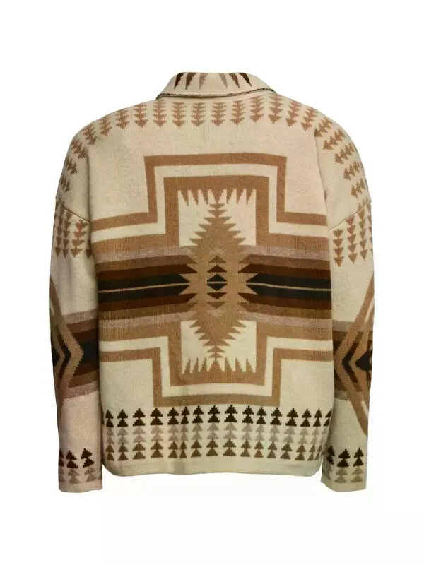 RAKKI Buttoned Geometric-print Cardigan