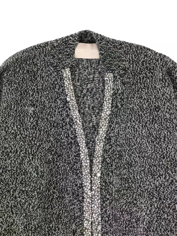 CIRCUS HOTEL Sequin Trim Cardigan
