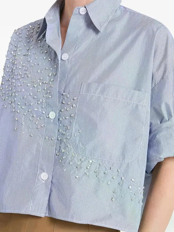 TWP Striped Crystal Embellished Shirt