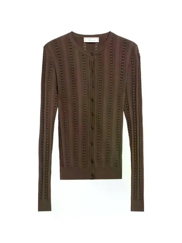 Blumarine Buttoned Openwork-knit Cardigan - Brown