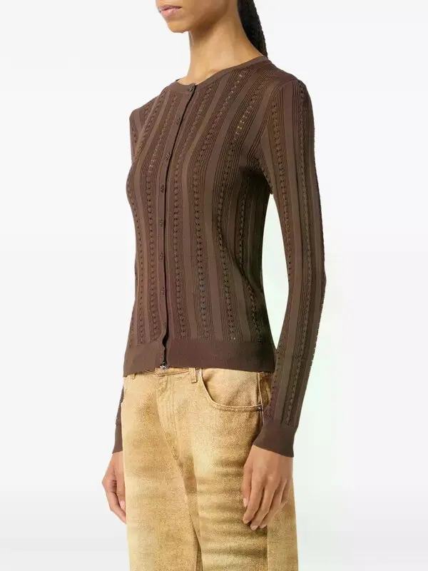 Blumarine Buttoned Openwork-knit Cardigan - Brown