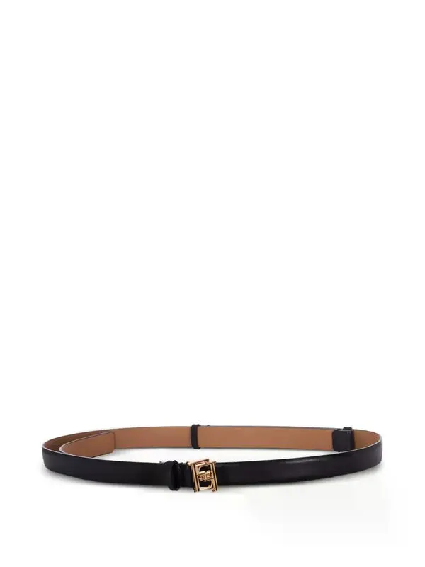 Elisabetta Franchi Logo Buckle Leather Belt - Black