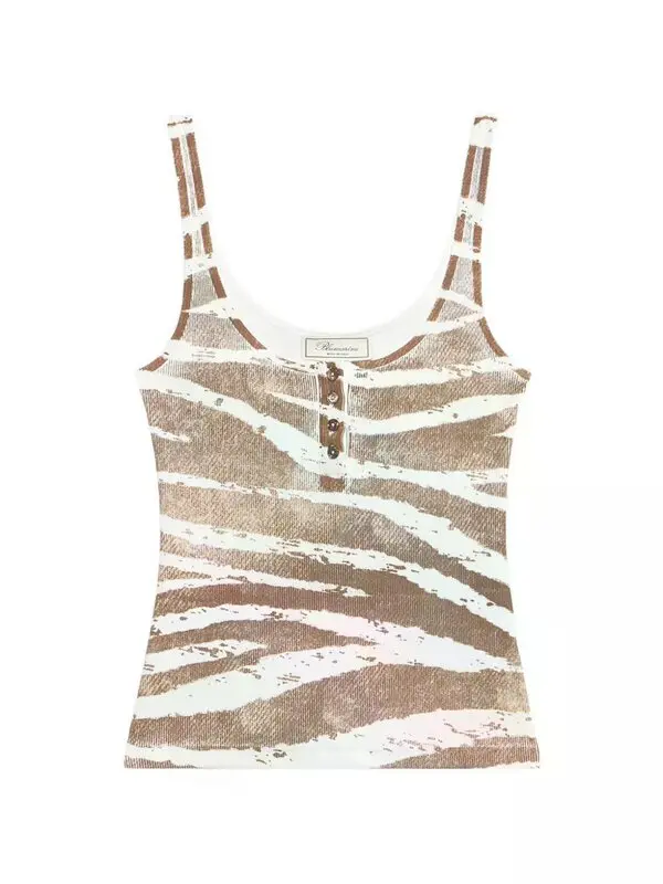 Blumarine Zebra-print Sleeveless Top - White