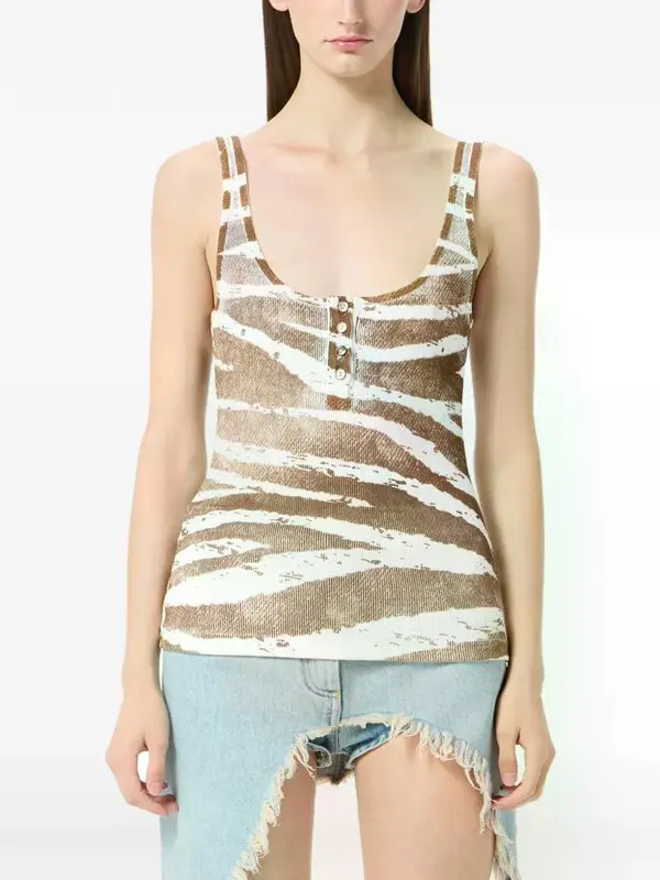 Blumarine Zebra-print Sleeveless Top - White