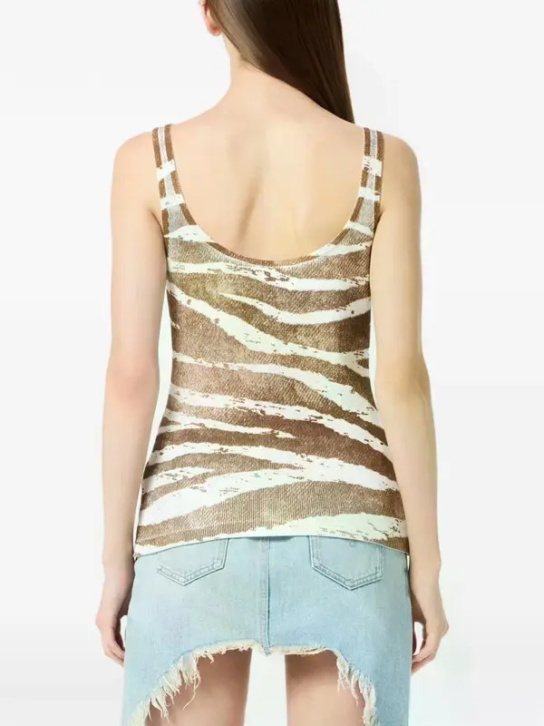 Blumarine Zebra-print Sleeveless Top - White