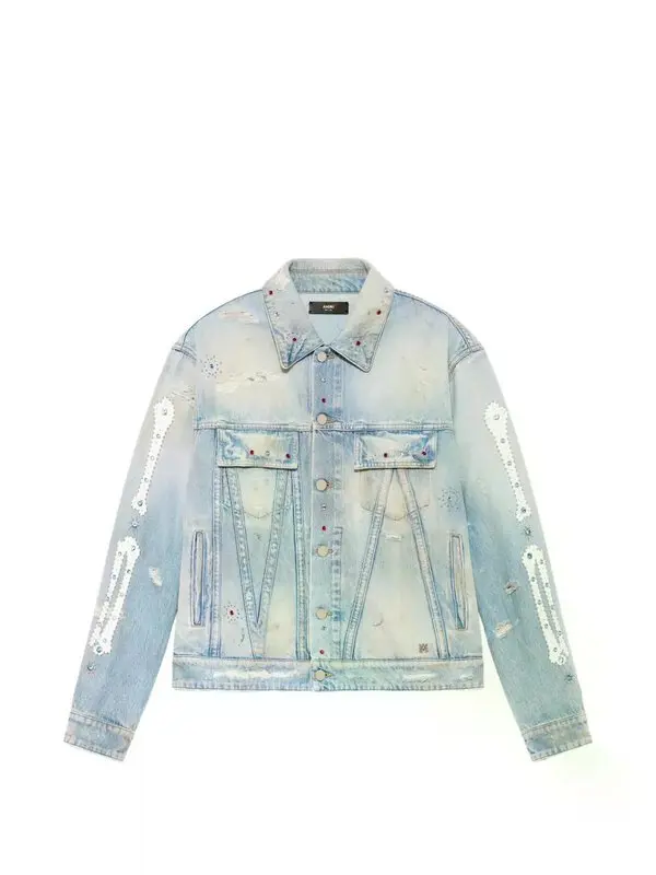 Amiri Distressed-effect Embellished Jacket