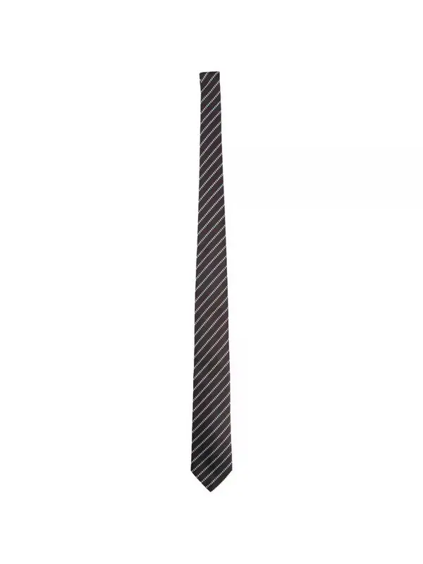 Giorgio Armani Striped Silk Tie - Brown