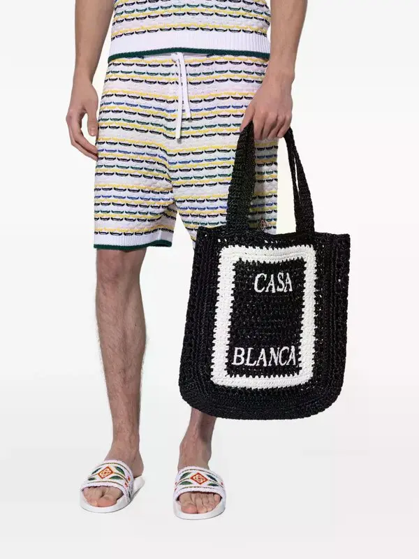 Casablanca Woven Logo Tote Bag - Black