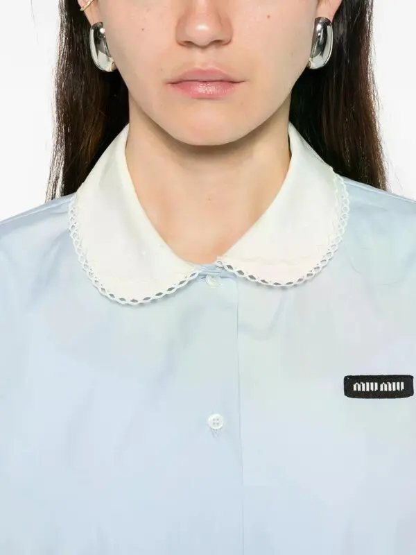 Miu Miu Scalloped Collar Short Sleeve Shirt