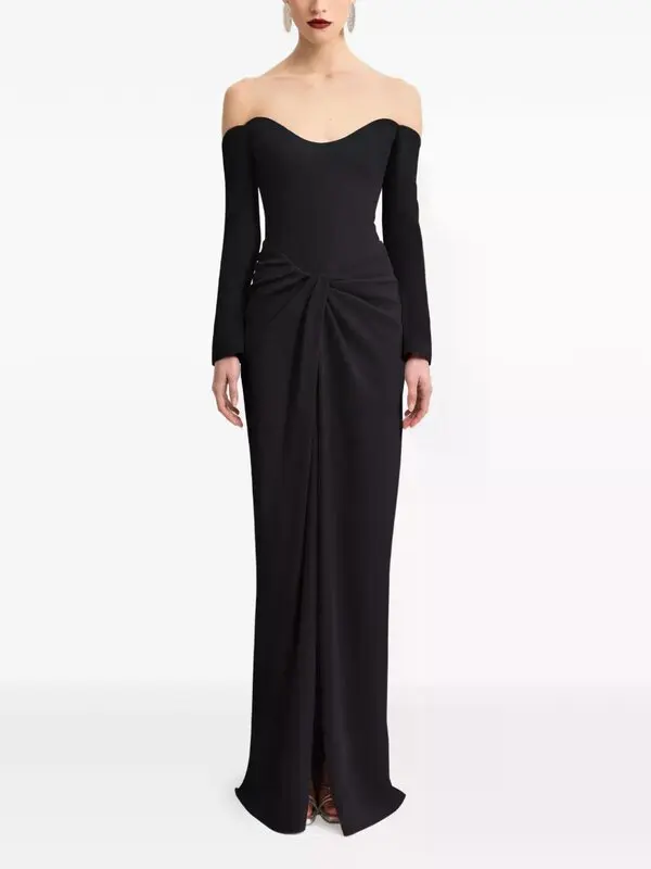 GEMY MAALOUF Off-shoulder Draped Maxi Dress - Black