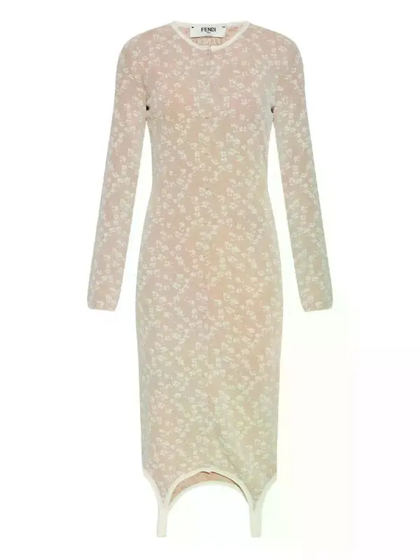 Fendi Floral-motif Dress - Brown
