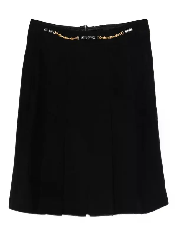Celine 1970s Chain-detail Pleated Midi Skirt