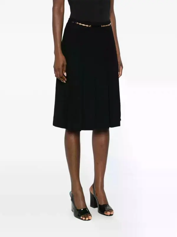 Celine 1970s Chain-detail Pleated Midi Skirt