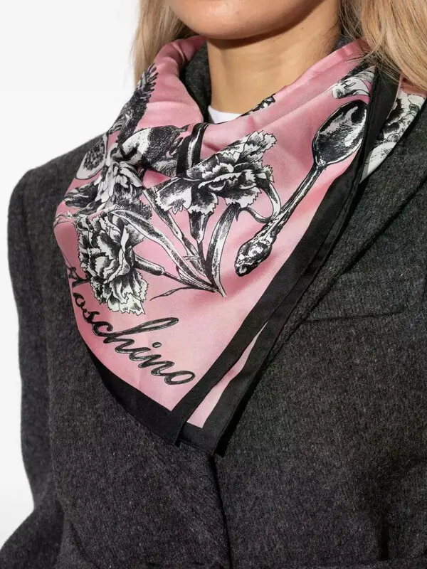 Moschino Floral-print Silk Scarf - Pink