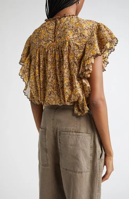 Isabel Marant Étoile Daliyane Floral Ruffle Cotton Top