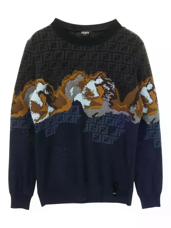 Fendi Ff Logo-pattern Knitted Top - Blue