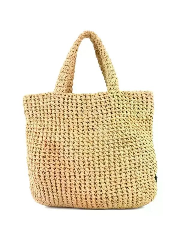 Prada Logo Raffia Medium Tote Bag