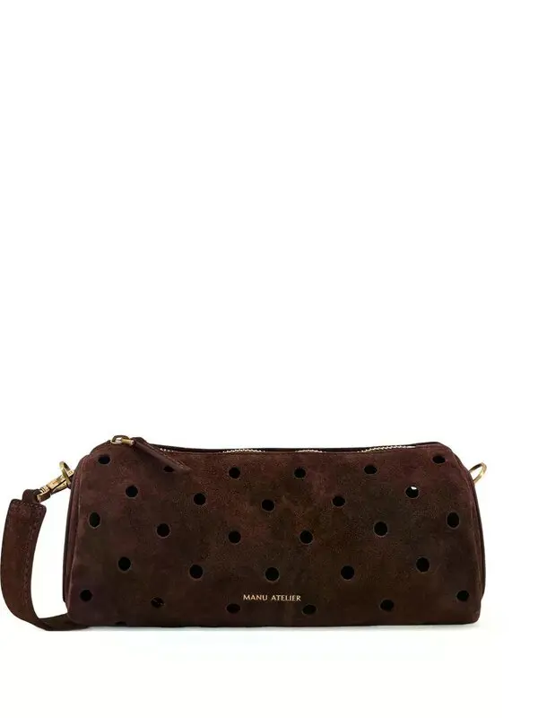 Manu Atelier Mini Cylinder Perforated Shoulder Bag - Brown