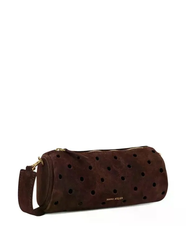 Manu Atelier Mini Cylinder Perforated Shoulder Bag - Brown