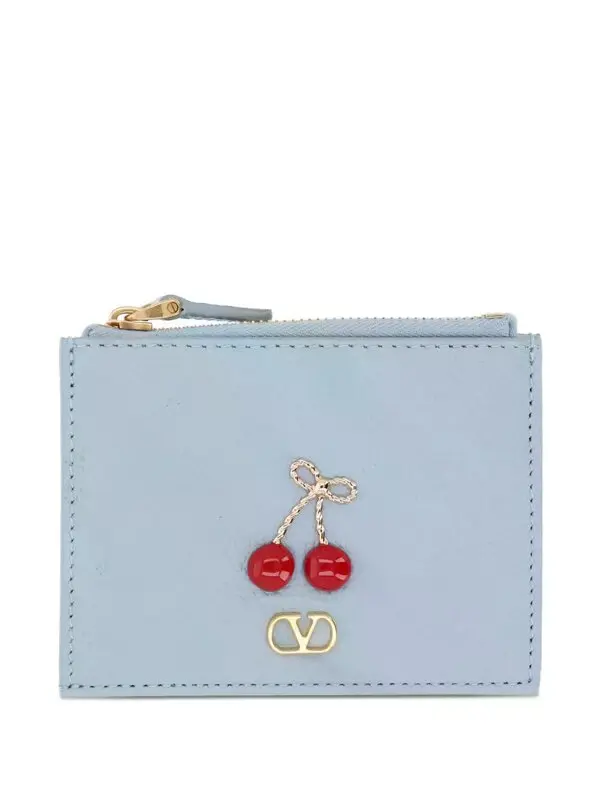 Valentino Garavani Cherry-applique Card Holder - Blue