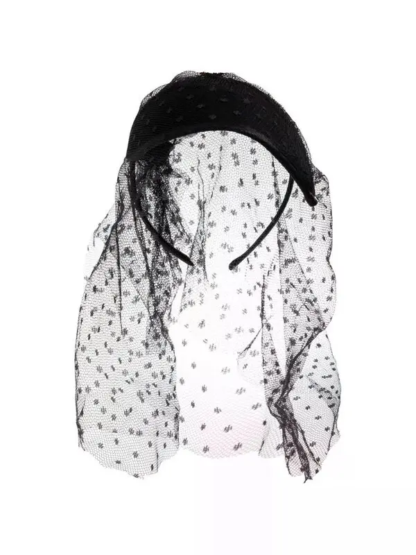 Alexander McQueen Lace Veil Headband - Black