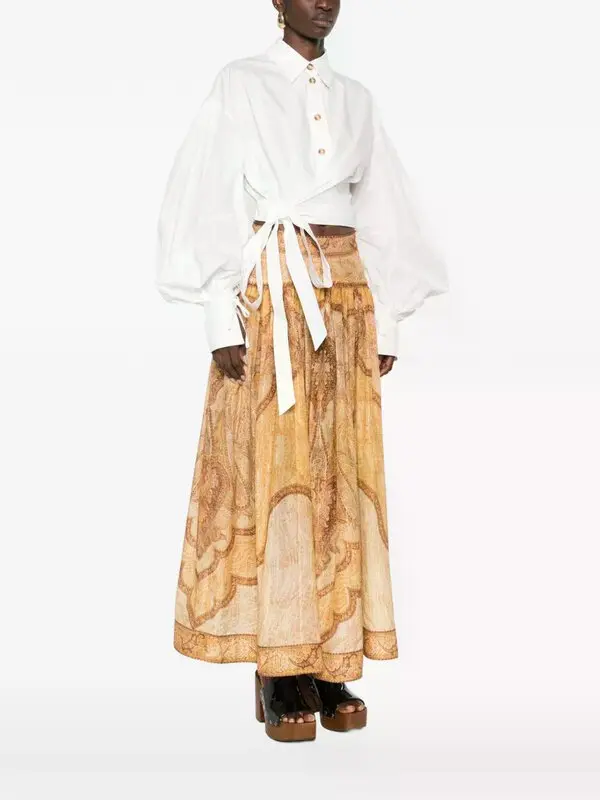 Zimmermann Rebellion Balloon-sleeve Tie Blouse - White