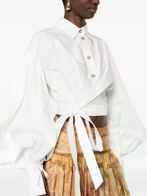 Zimmermann Rebellion Balloon-sleeve Tie Blouse - White