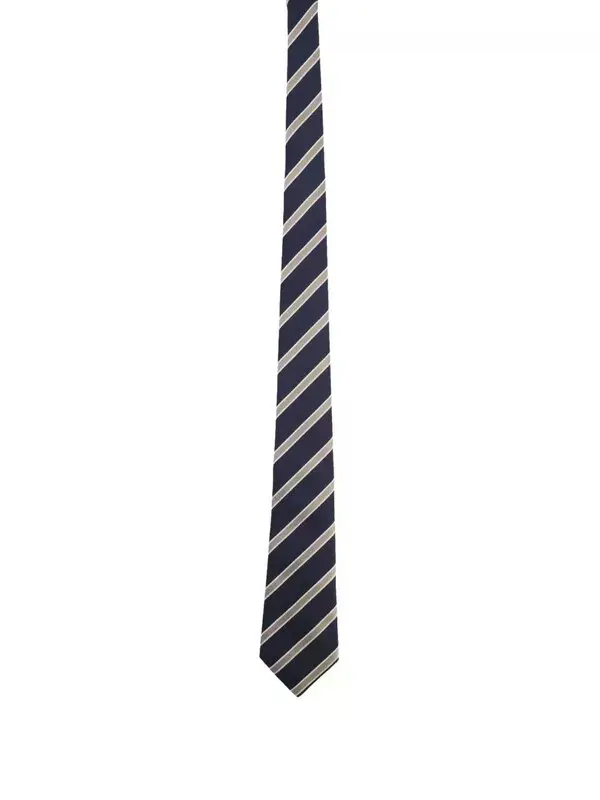 Giorgio Armani Striped Silk Tie - Blue