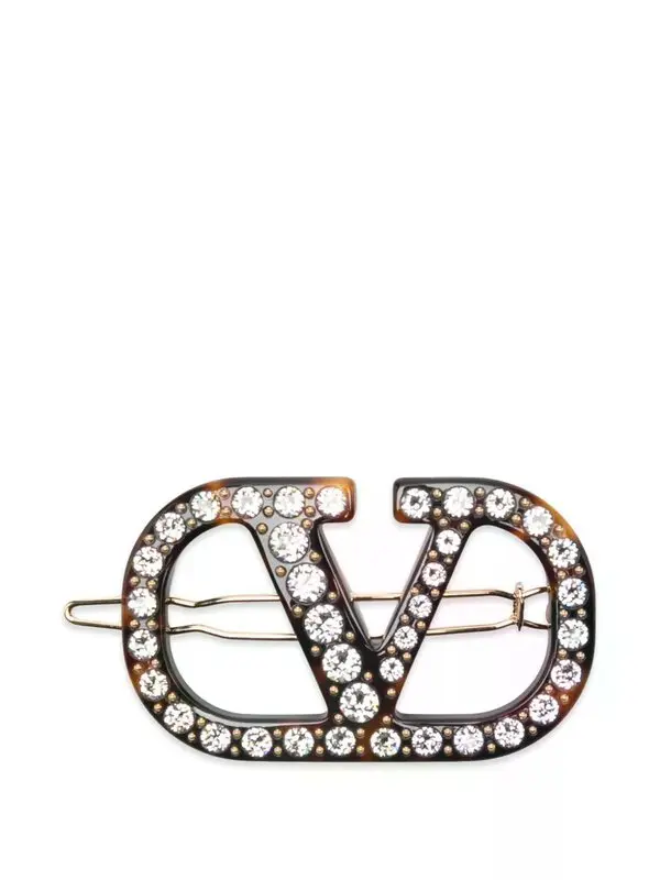Valentino Garavani Logo Embellished Hair Accessory - Brown