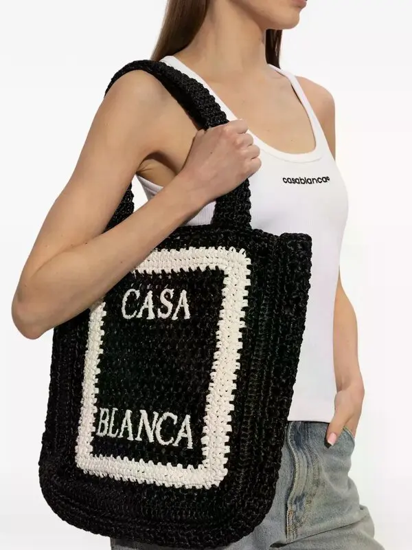 Casablanca Woven Logo Tote Bag - Black