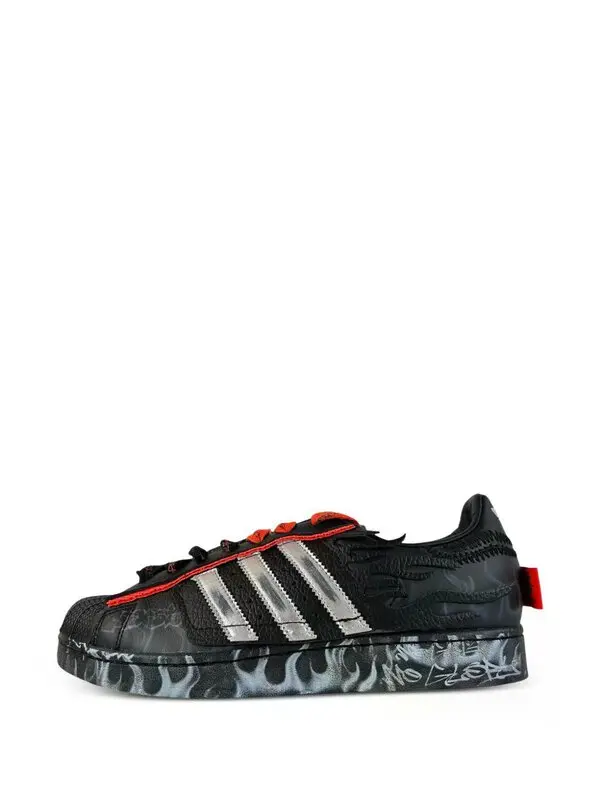 Adidas Hellstar Flame-print Stripes Superstar Sneakers - Black