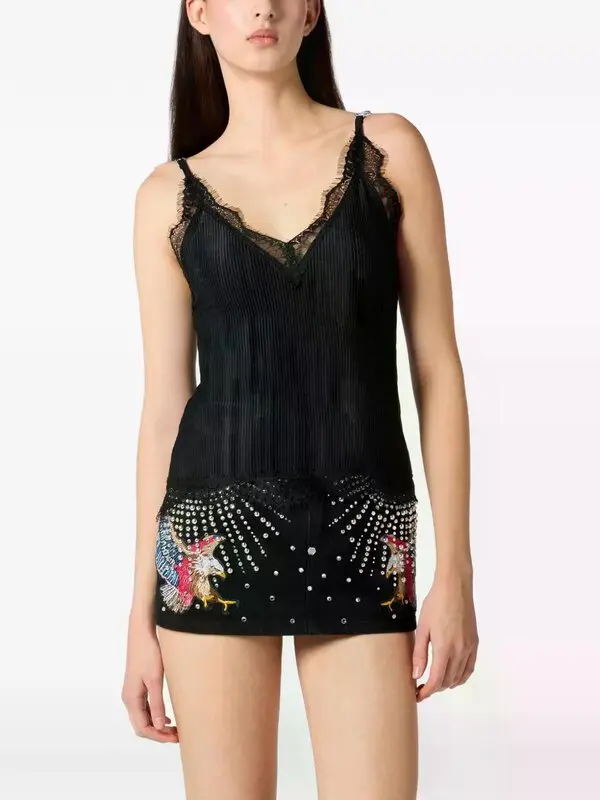 Philipp Plein Lace Ribbing Tank Top