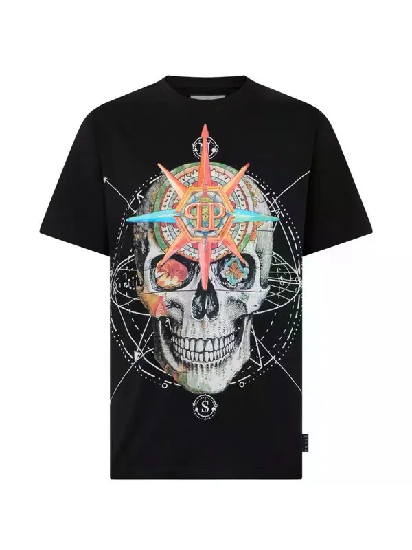 Philipp Plein Wind Rose Skull Graphic T-shirt - Black