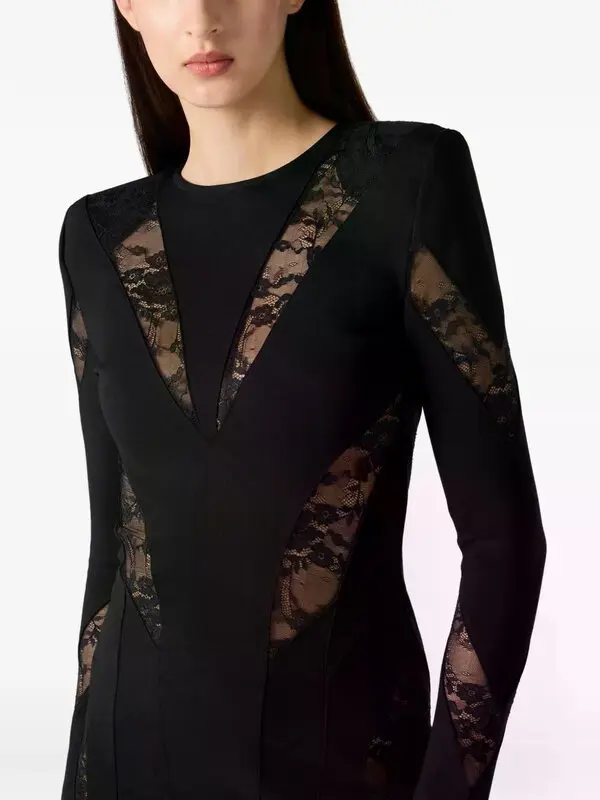 Philipp Plein Mini Lace Long-sleeve Dress