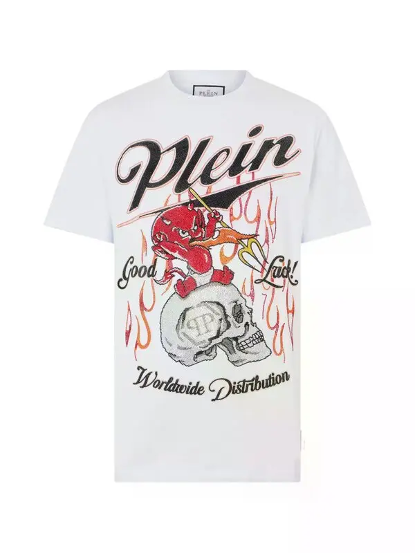 Philipp Plein Rhinestone-graphic T-shirt - White