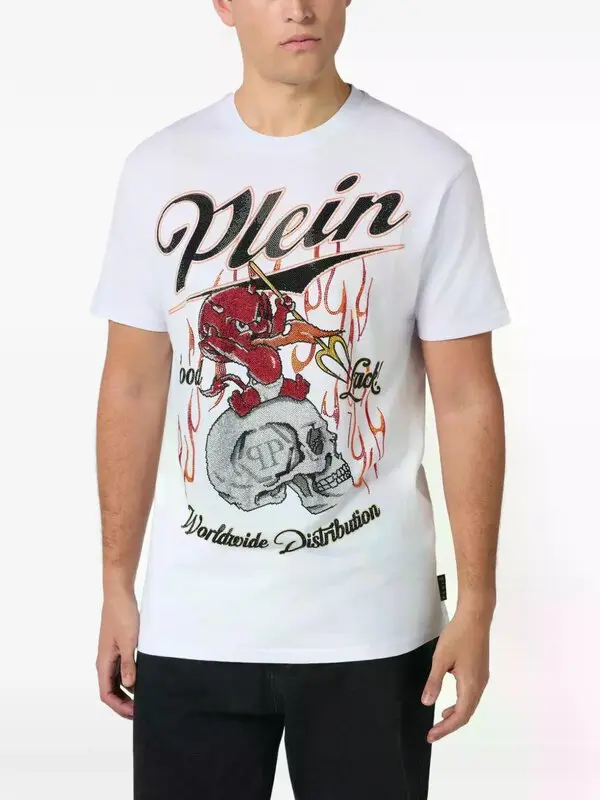Philipp Plein Rhinestone-graphic T-shirt - White