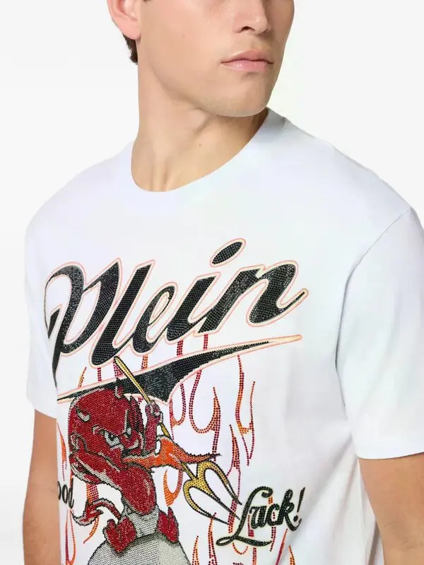 Philipp Plein Rhinestone-graphic T-shirt - White