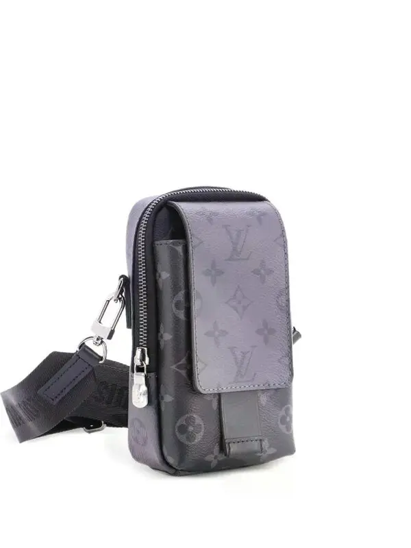 LOUIS VUITTON Double Phone Pouch Nm Reverse Monogram Eclipse Canvas Crossbody Bag - Black
