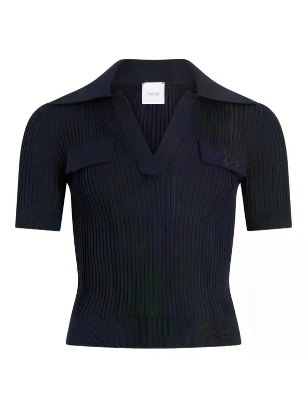 PATOU Logo-embroidered Top - Blue