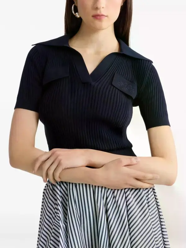 PATOU Logo-embroidered Top - Blue